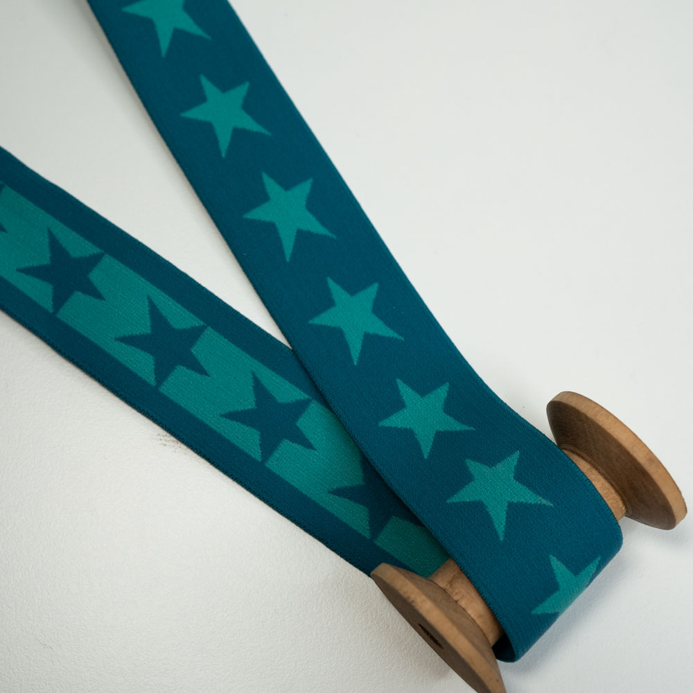 Gummiband Doubleface 40mm Stern petrol - Gummibänder Meterware bei ...