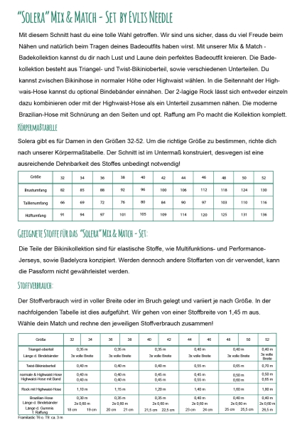 Schnittmuster SOLERA- bei Evlis Needle kaufen