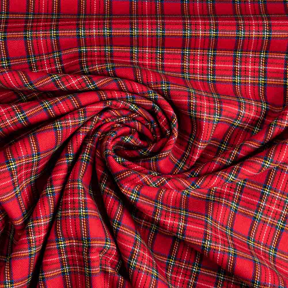 Twill Wool Touch Tartan Check rot - Stoffe bei Evlis Needle kaufen