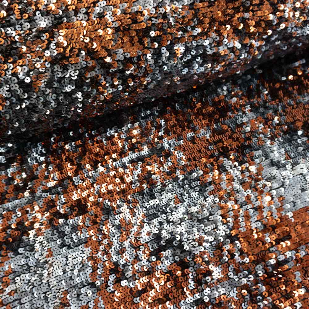 Paillettenstoff kupfer-silber - Stoffe bei Evlis Needle kaufen